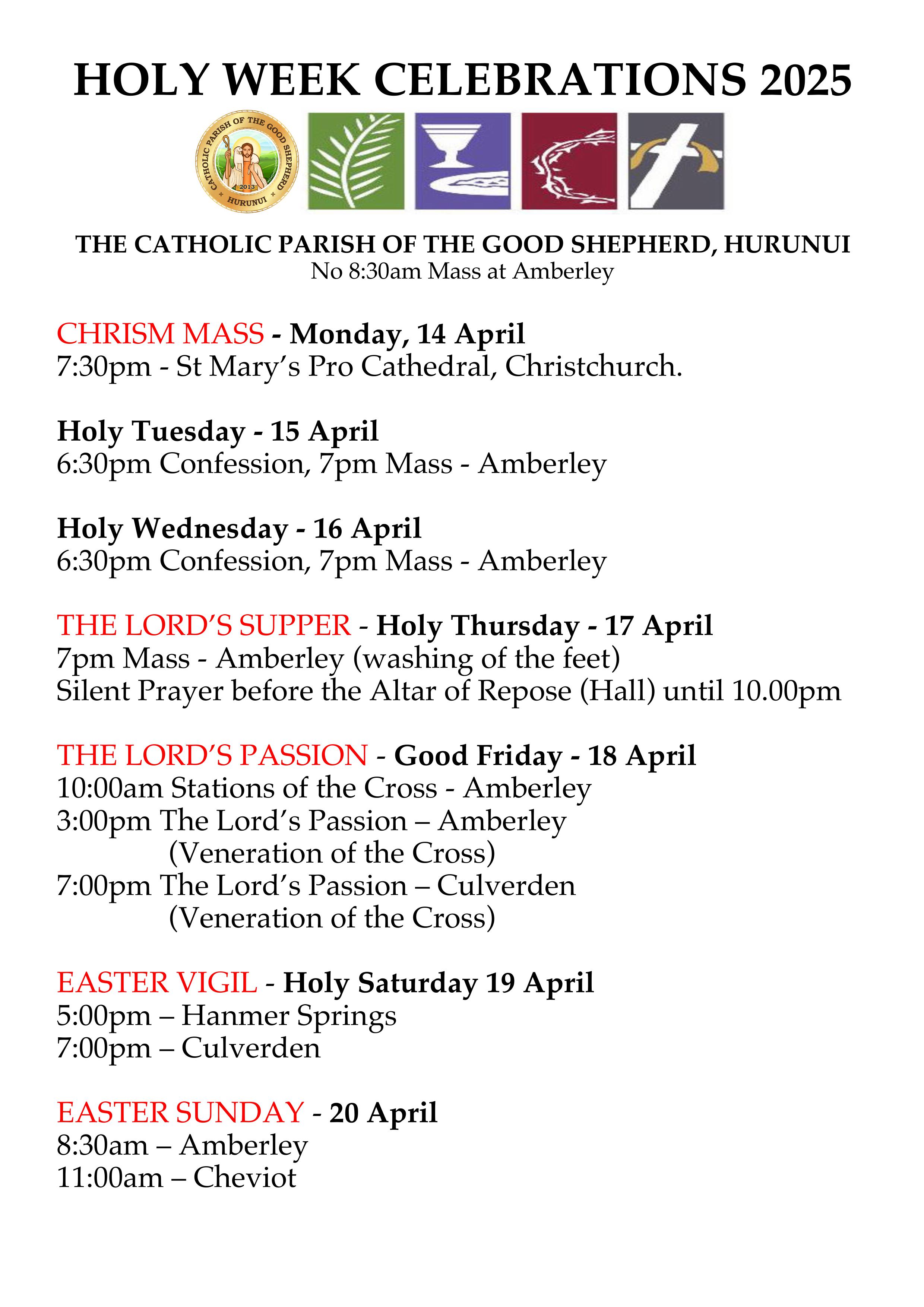 HOLY WEEK 2025 – Parish of the Good Shepherd